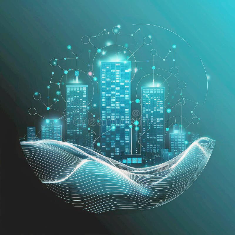 Smart City and Abstract Dot Point Connect with Gradient Line and ... Smart City and Abstract Dot Point Connect with Gradient Line and ...