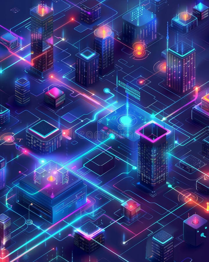 Smart City and Abstract Dots Connected with Gradient Line and Aesthetic ...