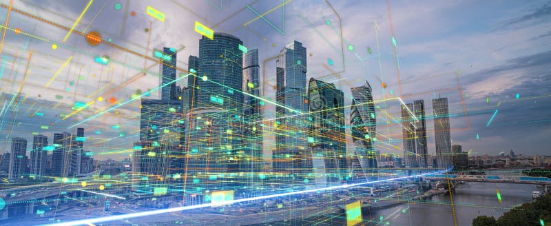 Smart City and Abstract Polygon Pattern Connection with Speed Line ...