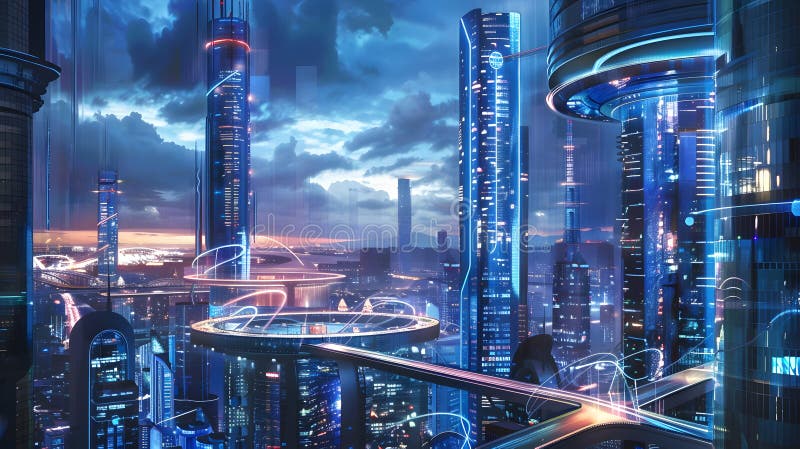 Smart City AI Governance Digital Infrastructure Futuristic. Stock ...