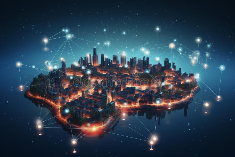 Smart City Ai Network Digital. Generate Ai Stock Illustration ...