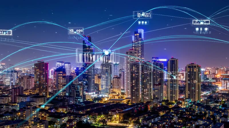 Smart City Animation stock footage. Video of data, glowing - 375898080
