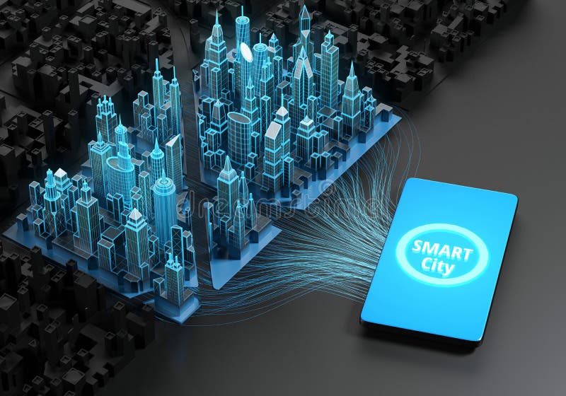 Smart city application stock illustration. Illustration of modern ...