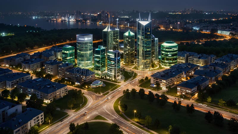 A Smart City with Autonomous Vehicles and Green Technology Stock Illustration - Illustration of ...