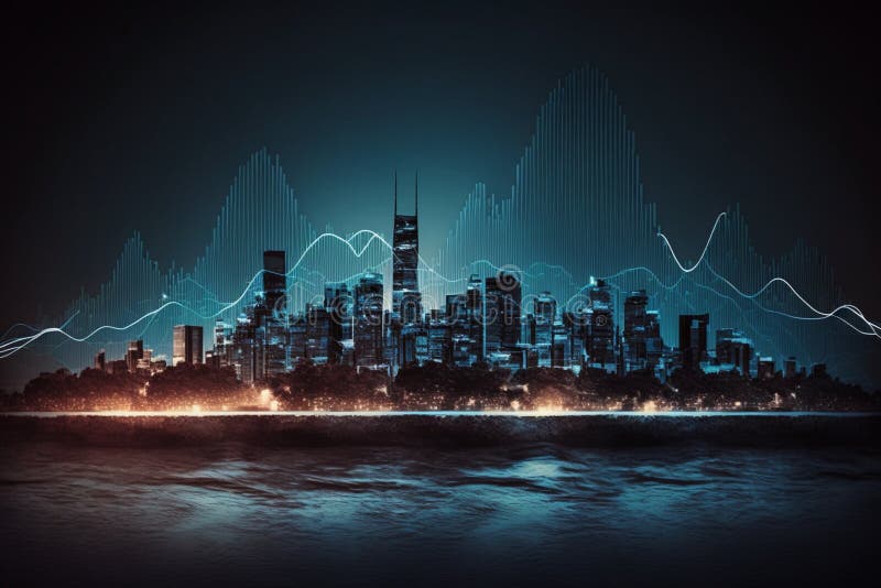 Smart City and Big Data Connection Technology Concept with Digital Blue ...