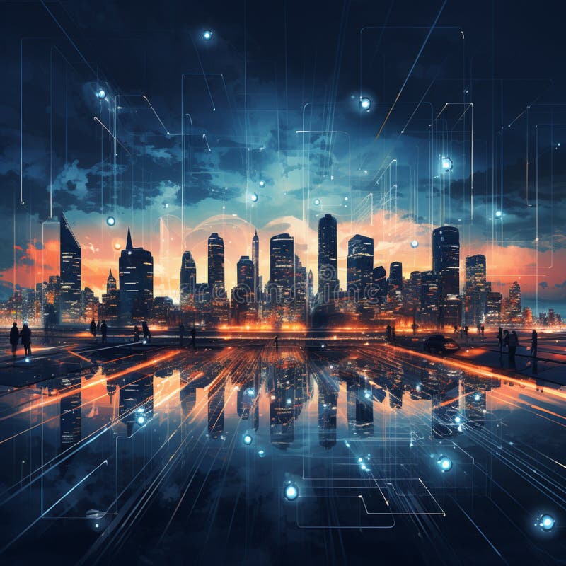 Smart City, Big Data Connection Technology Concept Stock Illustration ...