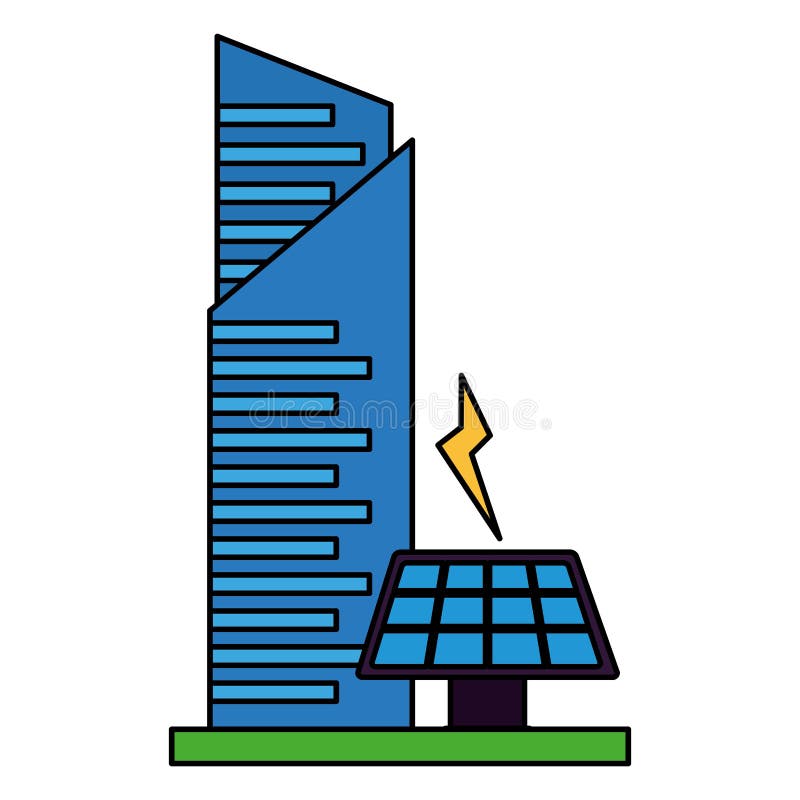 Smart City Building Solar Panel Stock Illustration - Illustration of ...