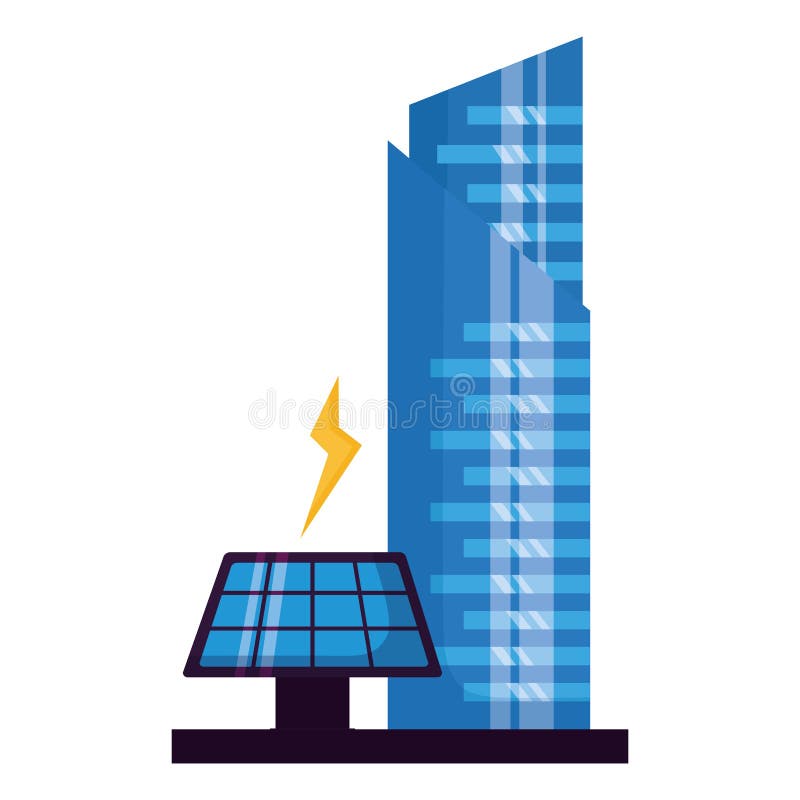 Building with Panel Solar Silhouette Isolated Icon Stock Illustration ...