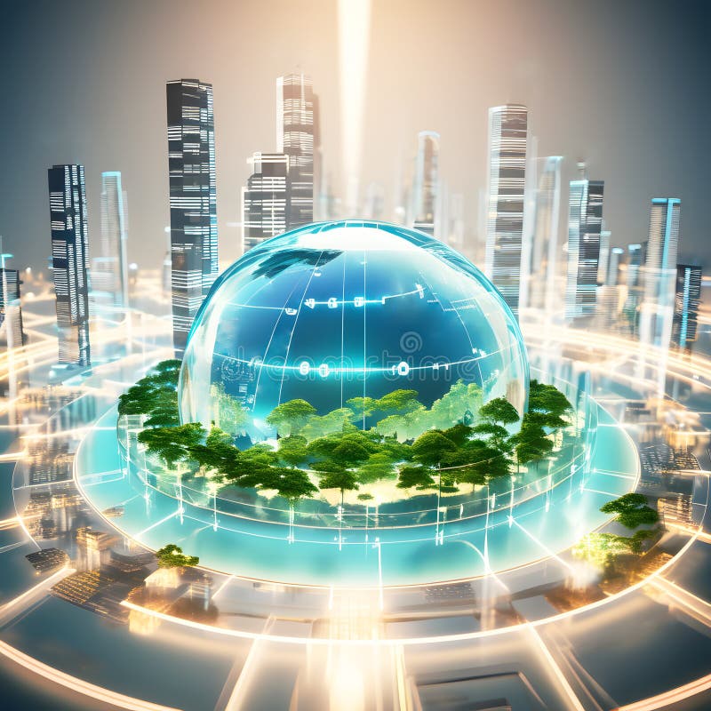 Smart City Building Technology Network. Stock Illustration ...