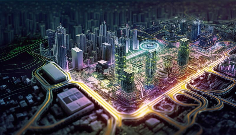 Smart City on Circuit Board Ai Geneated Image Stock Illustration ...
