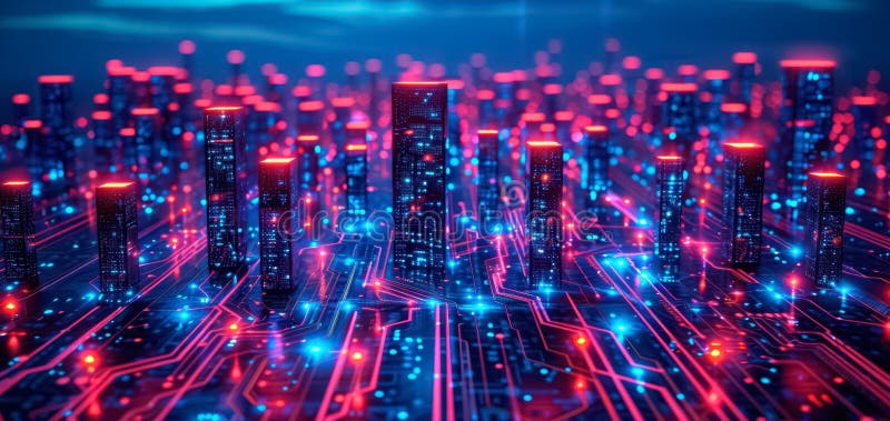 Smart City on Circuit Board Background Stock Illustration ...