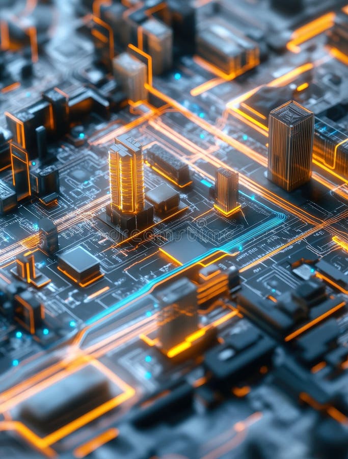 Smart City Circuit Board stock image. Image of connection - 365031663