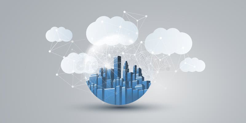 Smart City, Cloud Computing Design Concept with Transparent Globe and ...