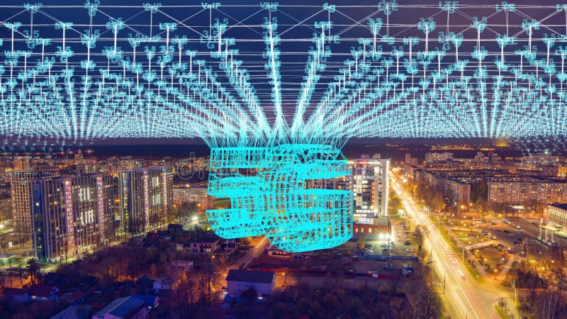 Smart City and Communication Network Concept. 5G. IoT Internet of ...