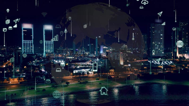 Smart City and Communication Network Concept. 5G. IoT Internet of ...