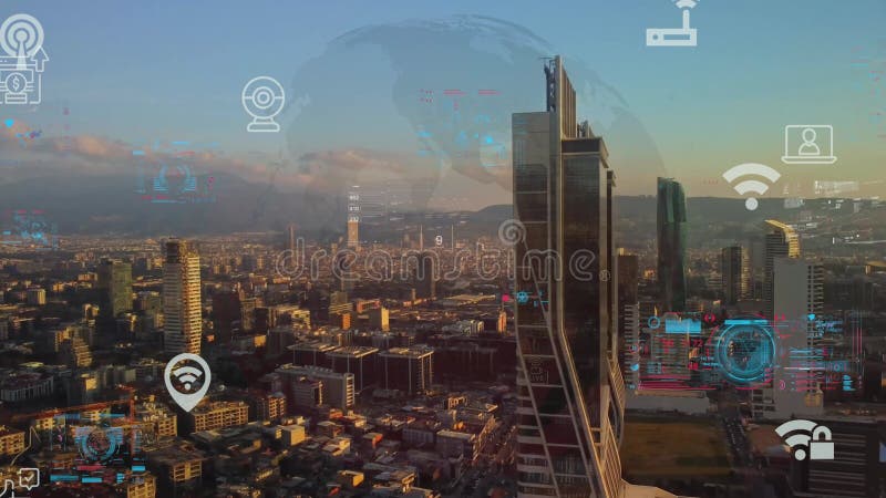 Smart City and Communication Network Concept. 5G. IoT Internet of ...