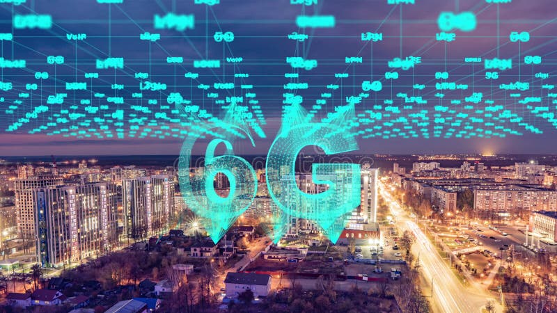 Smart City Aerial Drone Footage Hologram Information Arches Forming ...