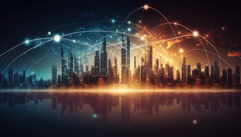 Smart City and Communication Network Concept. IoT(Internet of Things ...