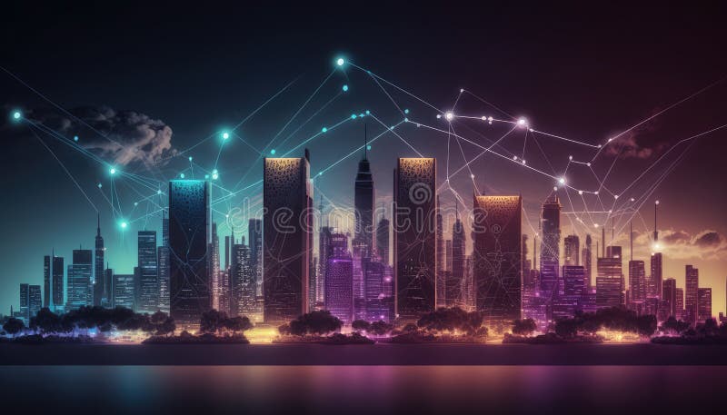 Smart City and Communication Network Concept. IoT(Internet of Things ...