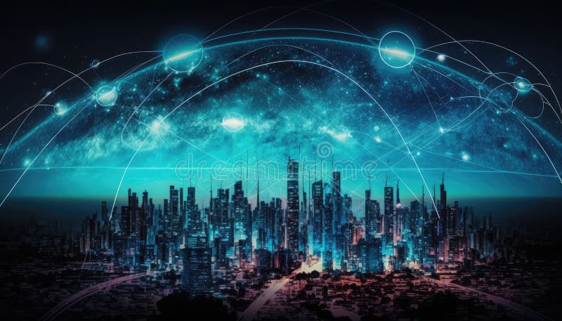 Smart City and Communication Network Concept. IoT(Internet of Things ...