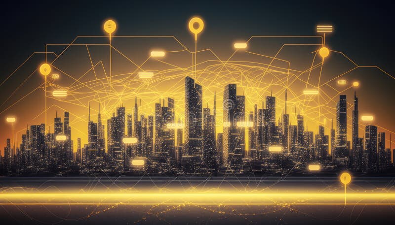 Smart City and Communication Network Concept. IoT(Internet of Things ...