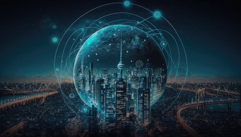 Smart City and Communication Network Concept. IoT(Internet of Things ...