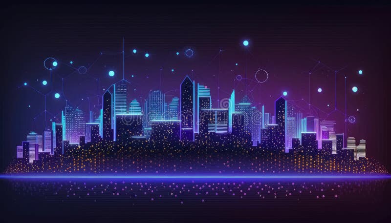 Smart City and Communication Network Concept. IoT(Internet of Things ...