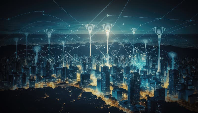 Smart City and Communication Network Concept. IoT(Internet of Things ...