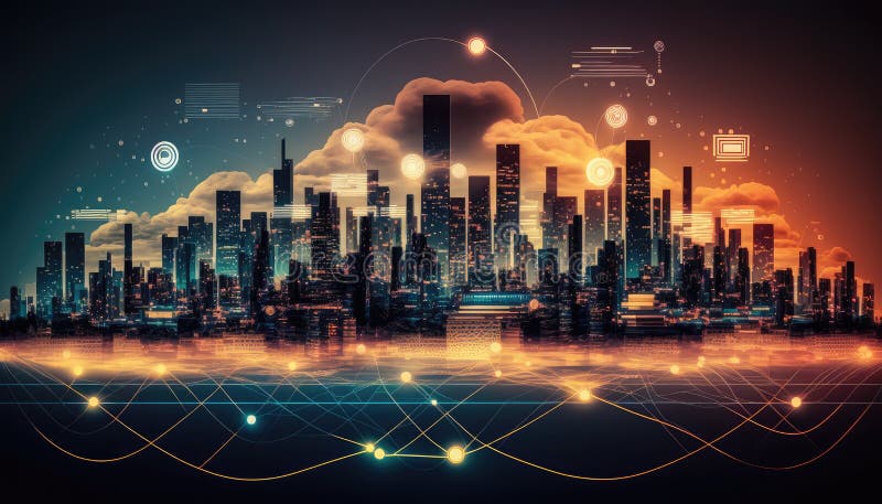 Smart City and Communication Network Concept. IoT(Internet of Things ...