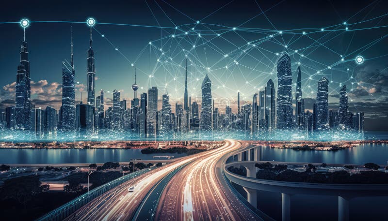 Smart City and Communication Network Concept. IoT(Internet of Things ...