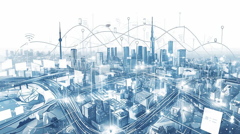 Smart City Communication Network with Modern Digital Interface Concept ...