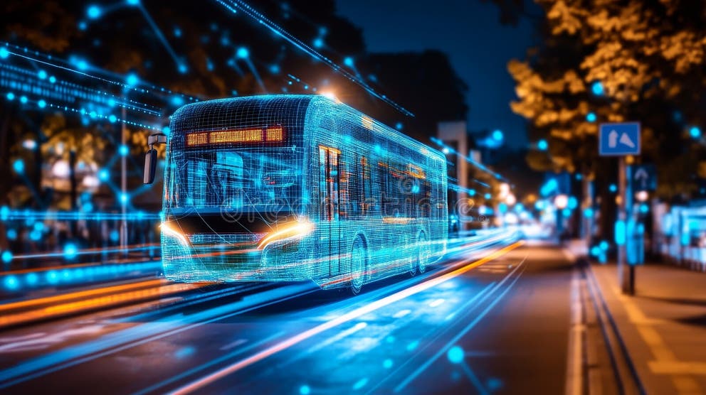Smart City Commuting Autonomous Electric Bus Visualized with Connection ...