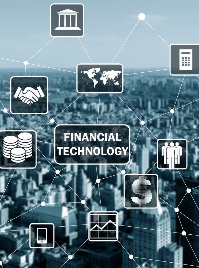 Smart City Concept with Fintech Financial Technology Concept Stock ...