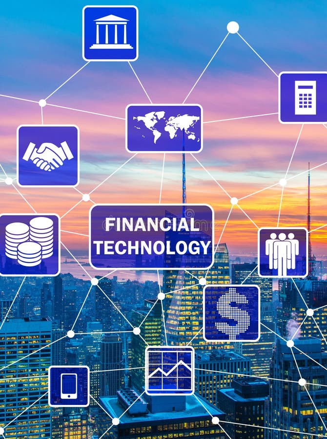 Smart City Concept with Fintech Financial Technology Concept Stock ...