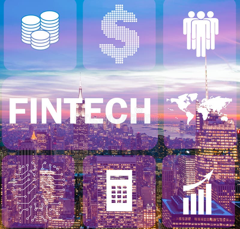 Smart City Concept with Fintech Financial Technology Concept Stock ...