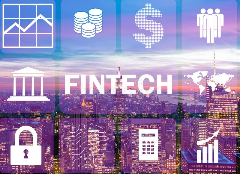 Smart City Concept with Fintech Financial Technology Concept Stock ...