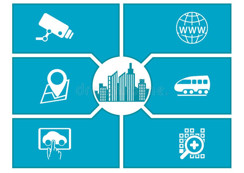 Smart City Icons and Symbols Stock Vector - Illustration of grey ...