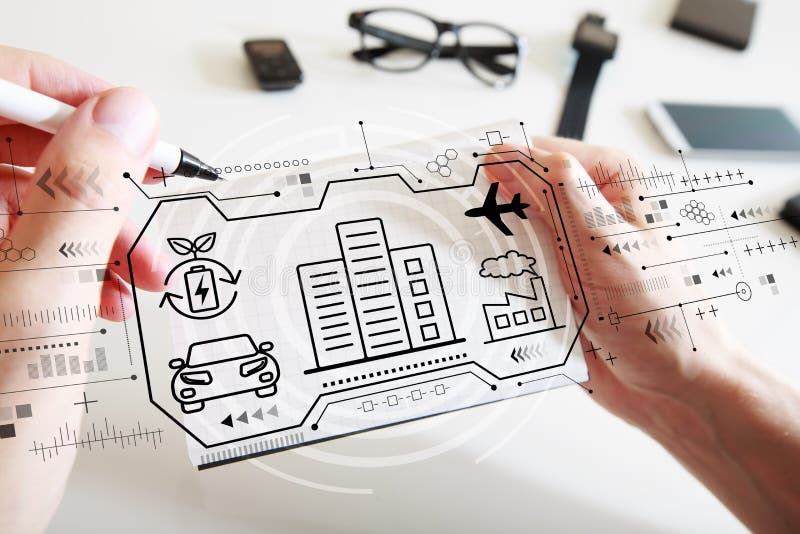 Smart City Concept with a Notebook Stock Photo - Image of access ...