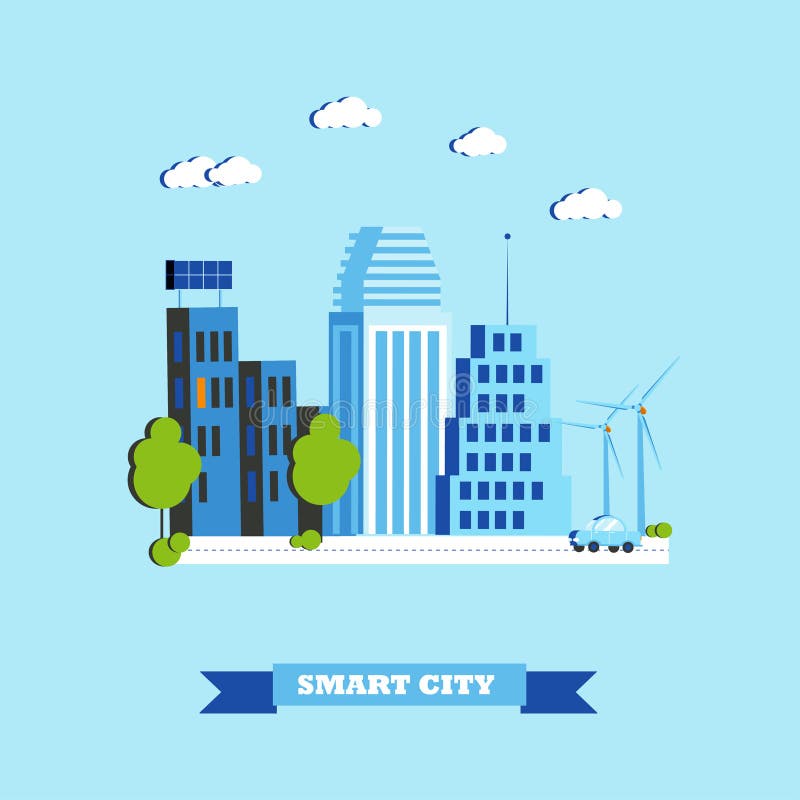 Smart City Concept Vector Illustration in Flat Style. Modern Design ...