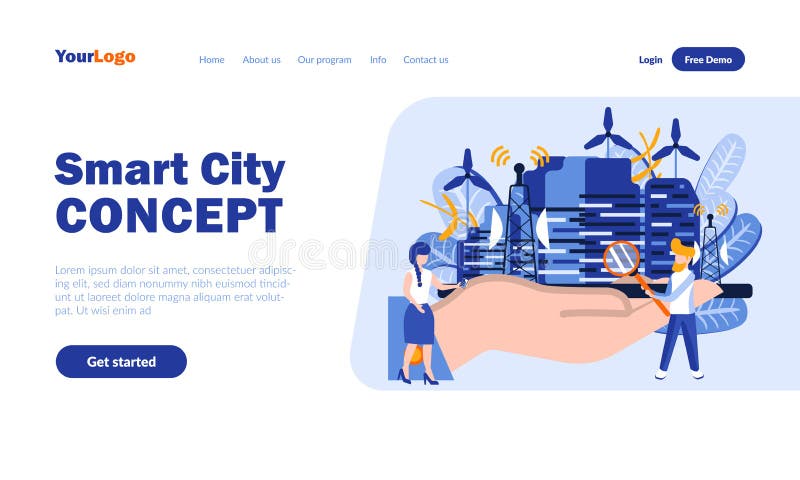 Smart City Concept Vector Landing Page Template Stock Vector ...