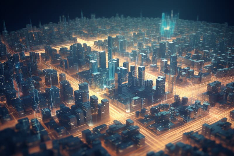 Smart City Conceptual Design. Generative AI Stock Illustration ...
