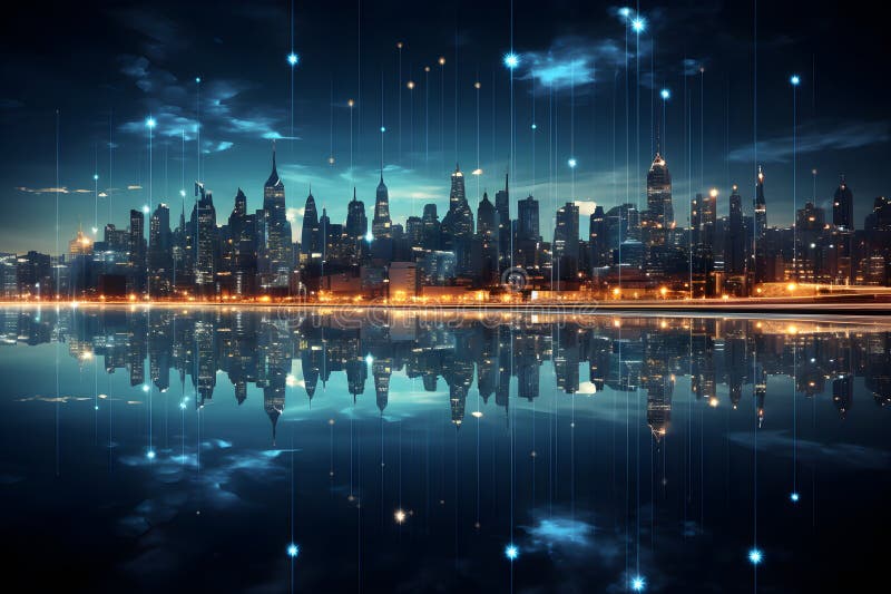 Smart City and Connection Abstract Polygonal Pattern with Lights, Speed ...