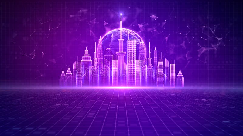 Smart City of Cyberspace and Metaverse, Technology Digital Network ...