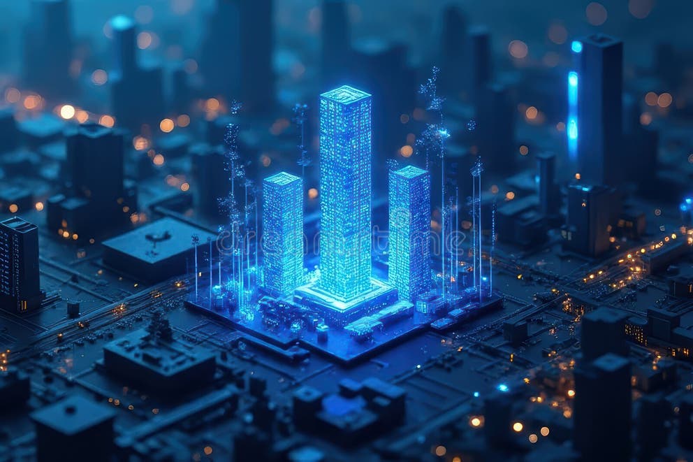 Smart City Data Centers and Technologies Stock Illustration ...