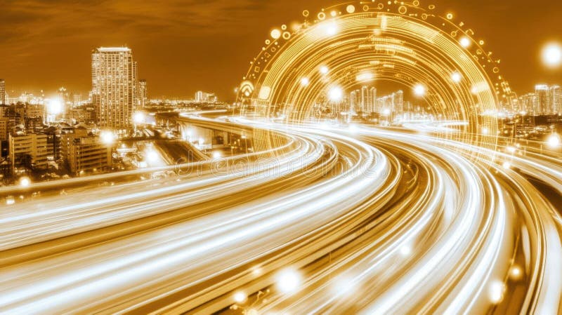 Smart City, Data Flow on Urban Highways Stock Photo - Image of smart, light: 367066068