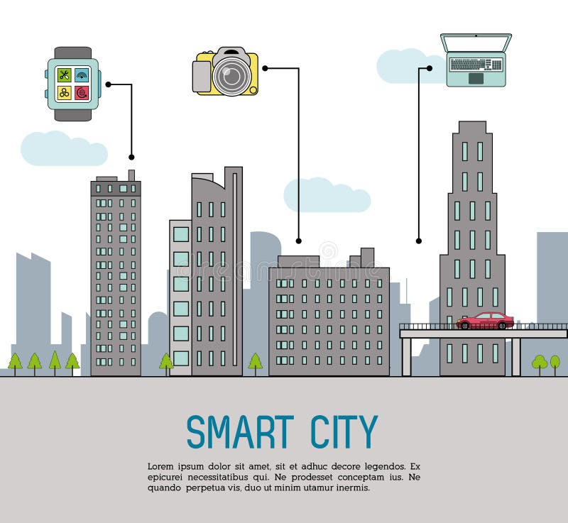 Smart city design stock illustration. Illustration of camera - 67235284