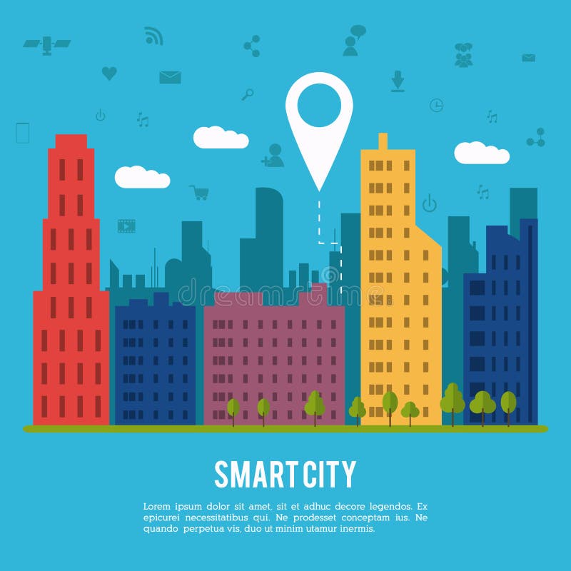 Smart City Design. Social Media Icon. Technology Concept Stock Vector ...