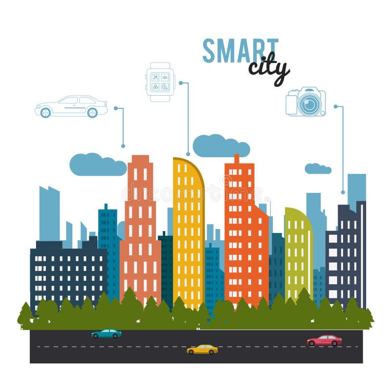 Smart city design stock illustration. Illustration of icon - 67235406