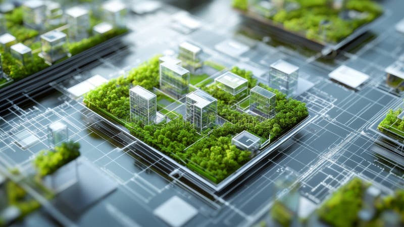 Smart City Designs Displayed on Interactive Screens with Greenery Stock ...