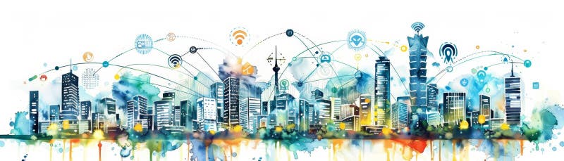 Smart City Digital Connectivity Concept Art Stock Photo - Image of ...